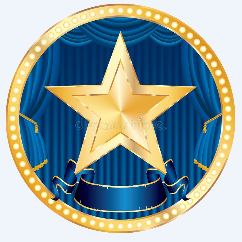 Blue medallion stage star stock vector. Illustration of advertising ...