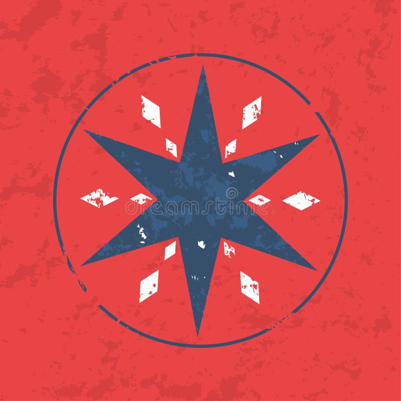 Vector Star in Circle with Tattered Effect on Red Background Stock ...