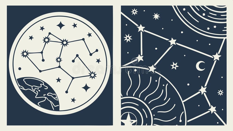 Star Constellation Pattern, Night Sky and Astronomical Design Vector ...