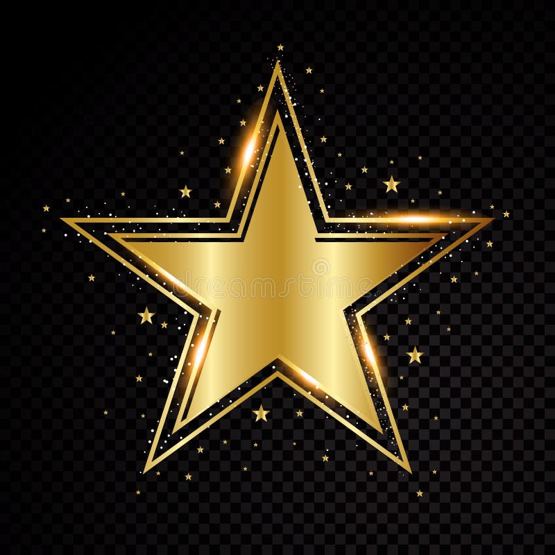 Vector Star Frame. Shining Circle Banner. Isolated on Black Transparent ...