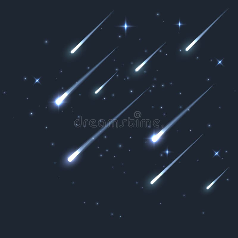 Vector Star Meteor Falling in Dark. Comet or Asteroid Science ...
