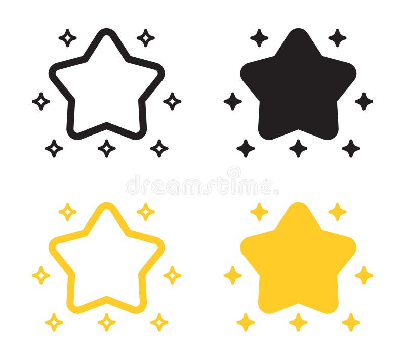 Vector Star with Sparkling Star Icon Set Stock Vector - Illustration of ...