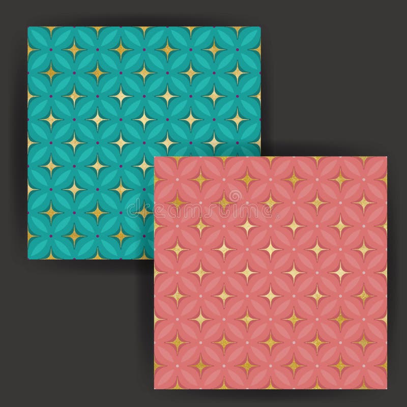 Vector Star Tile Seamless Pattern with Gold Foil Stamp Effect Stock ...