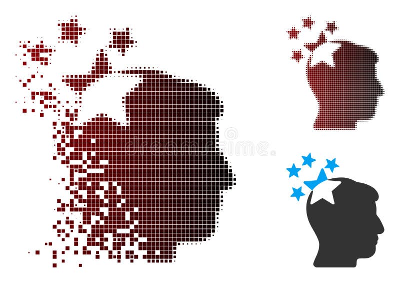 Fragmented Pixel Halftone Stars Hit Head Icon Stock Vector ...