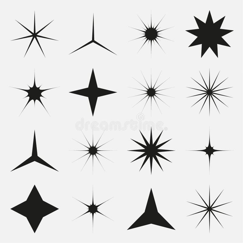 Set of Vector Stars Sparkle. Stock Vector - Illustration of glint ...