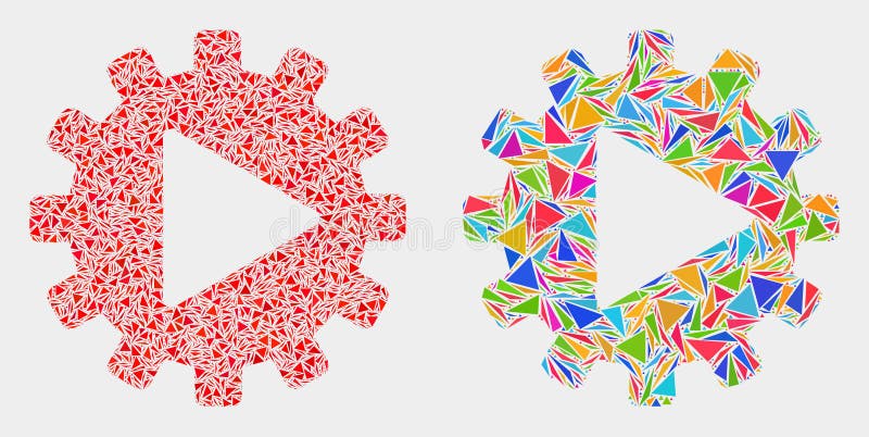 Vector Start Gear Automation Mosaic Icon of Triangle Items Stock Vector ...