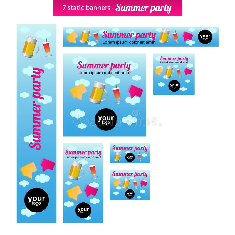 Vector Static Banners with Theme of Summer Party Stock Vector ...