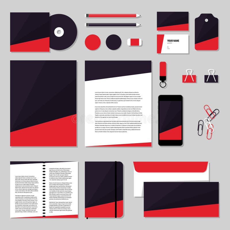 Vector Stationery Template Design with Polygon Shape and Arrow Stock ...