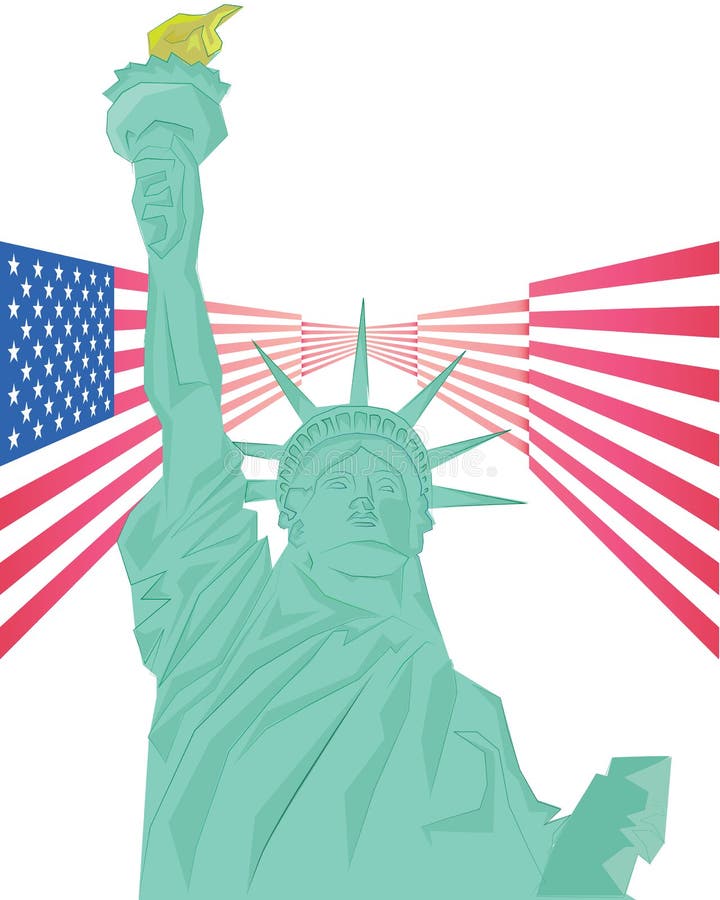 Vector - Statue of Liberty and USA Flag Stock Vector - Illustration of ...