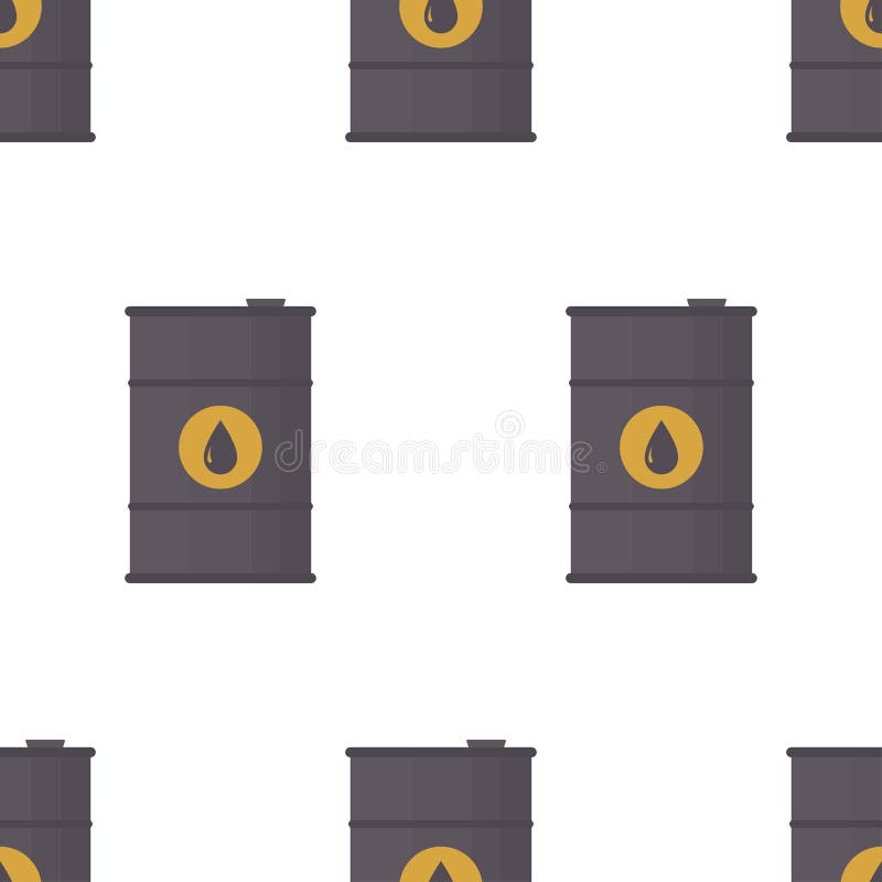 Vector Steel Barrel of Oil Seamless Pattern. Container in Flat Style ...
