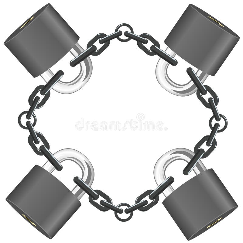 Vector Steel Chain with Locks Stock Vector - Illustration of guard ...