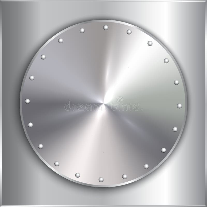 Vector Steel Metal Round Golden Plate with Rivets Stock Vector ...