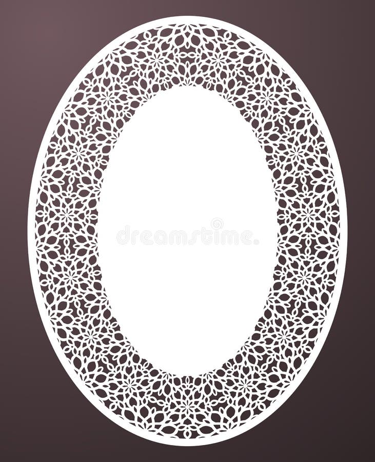 Vector Stencil Lacy Oval Frame with Carved Openwork Pattern. Template ...