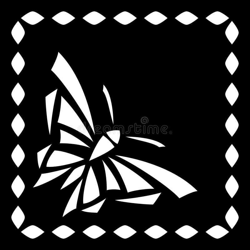 Vector Stencils with Abstract Butterfly. White Butterfly on Black ...