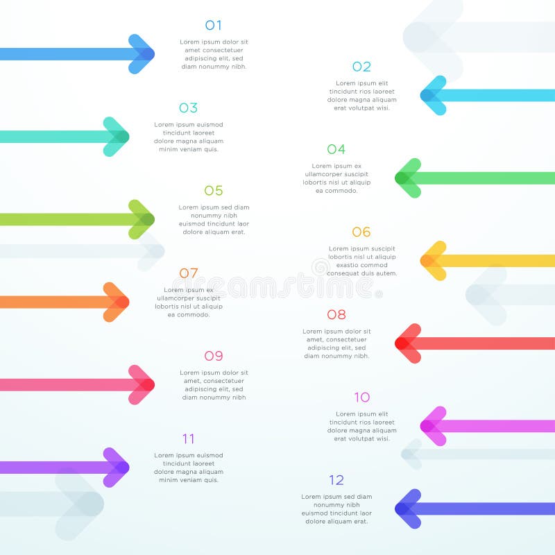 12 Step Arrow List Colorful Banners Infographic Diagram Stock Vector ...