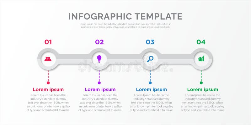 Vector 4 Steps Process Infographic Template Stock Vector - Illustration ...