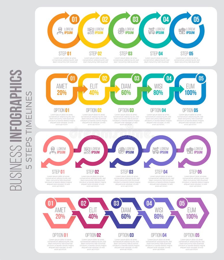 Four Steps Timeline Infographic Template with Circular Arrows. Stock ...