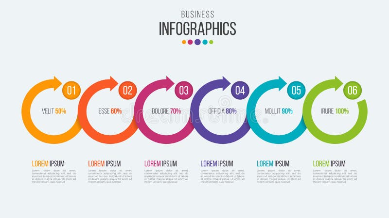 Vector 6 Steps Timeline Infographic Template with Circular Arrow Stock ...