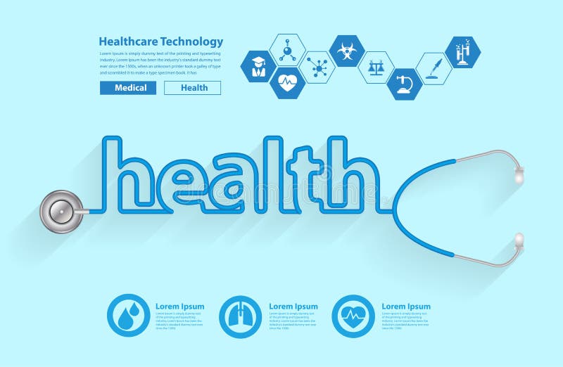Vector Stethoscope in the Shape of a Health Words Design Stock Vector ...
