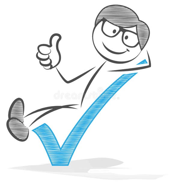 Stick figure check vector stock illustration. Illustration of approval ...