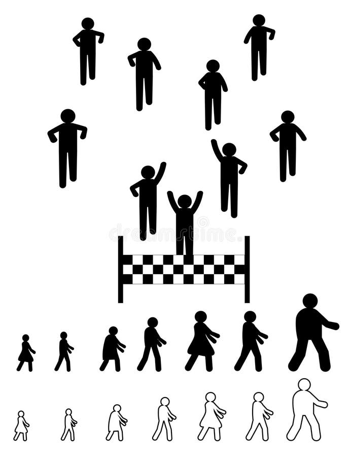 Vector Stick Man Community Walk and Run Marching Marathon Pictogram ...