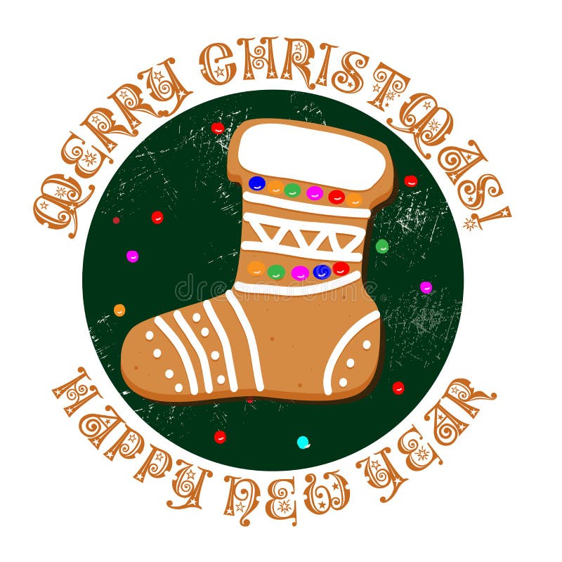 Vector Sticker of Christmas Sticker with Gingerbread House. Stock ...
