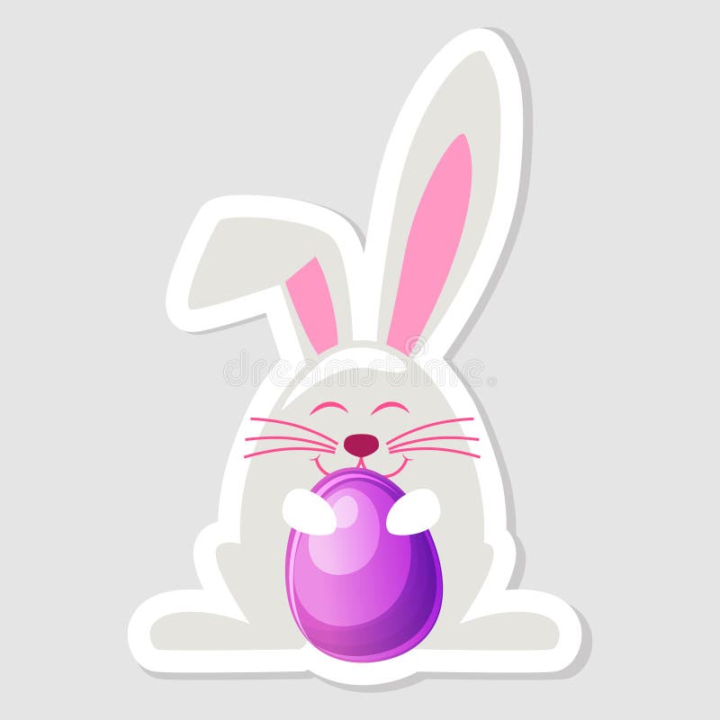 Vector Sticker Easter Rabbit with Egg. Cartoon Bunny Stock Vector ...
