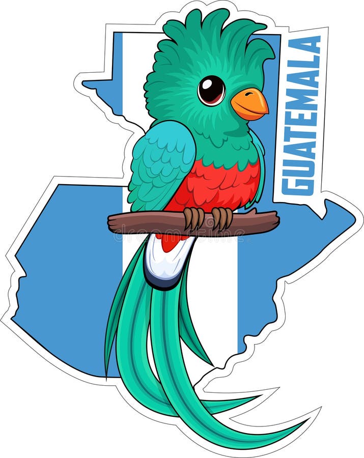 Vector Sticker with a Quetzal and the Guatemala Map Stock Vector ...