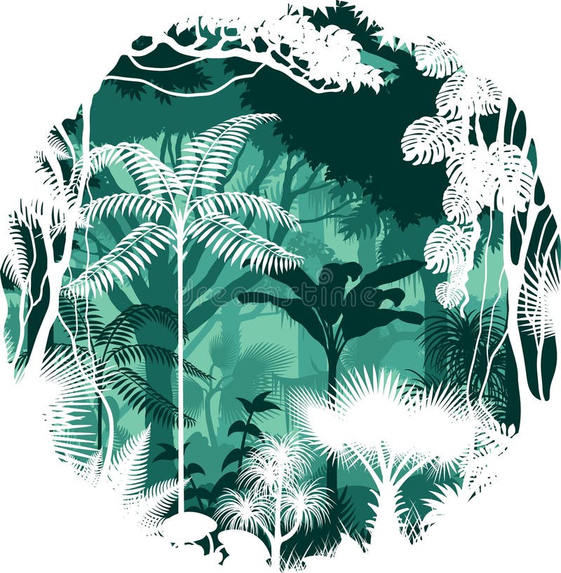 Vector Sticker - Tropical Rainforest Jungle Forest Stock Vector ...