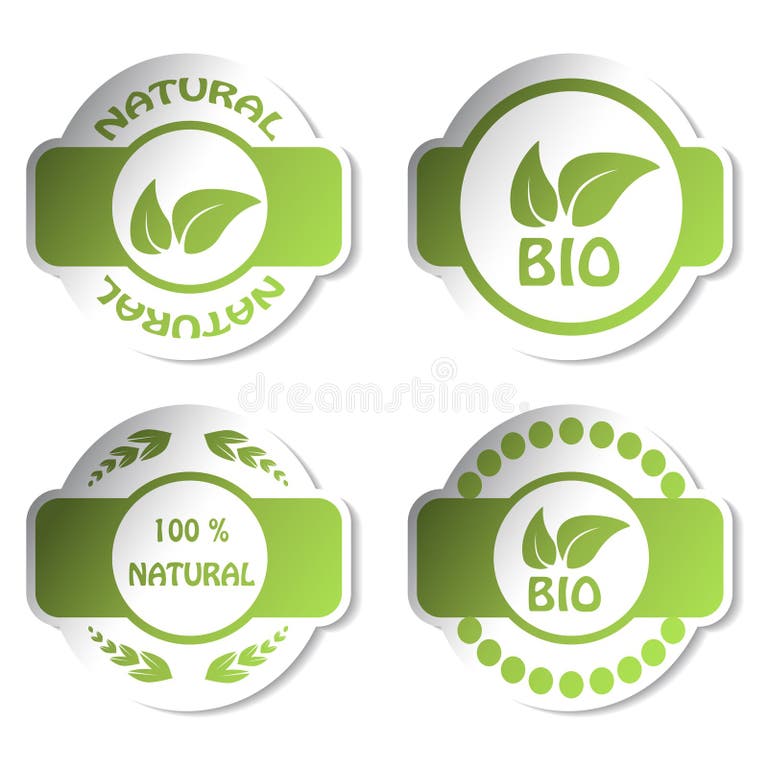 Vector Stickers - Bio, Natural Stock Vector - Illustration of circle ...