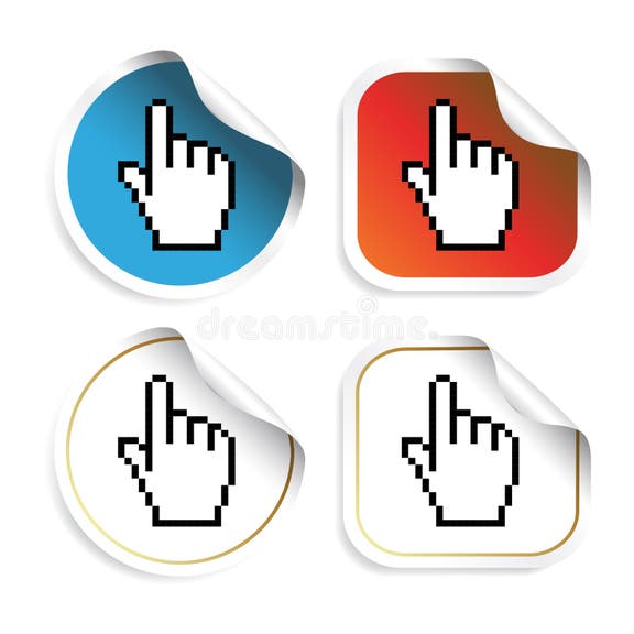 Vector Stickers with Cursor of Hand Stock Vector - Illustration of ...