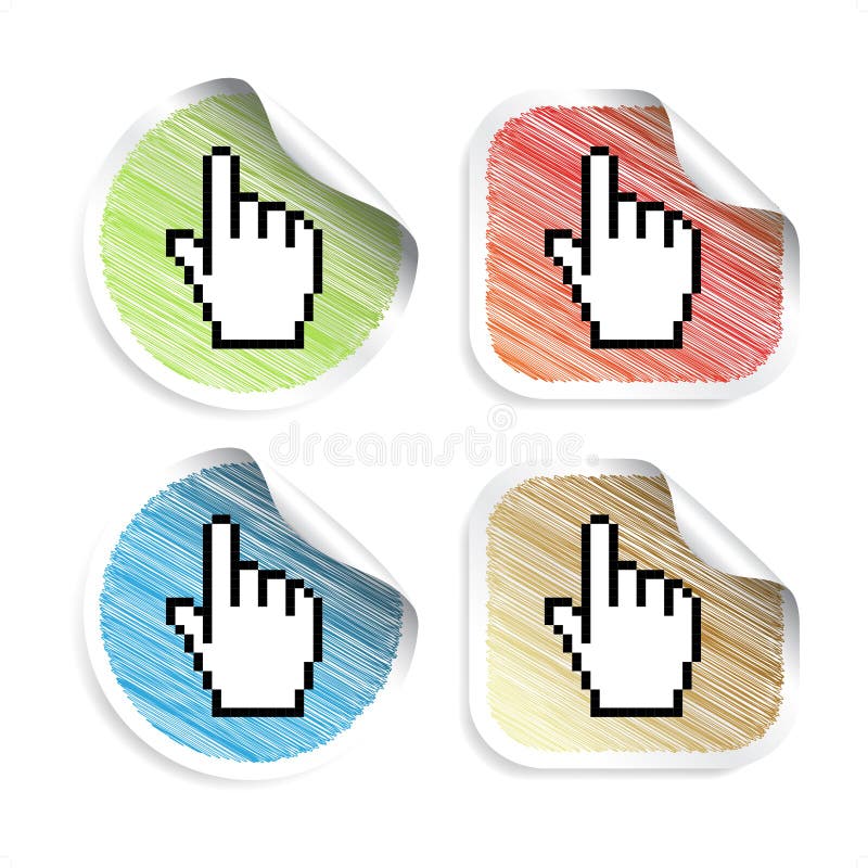 Vector Stickers with Cursor of Hand Stock Vector - Illustration of ...