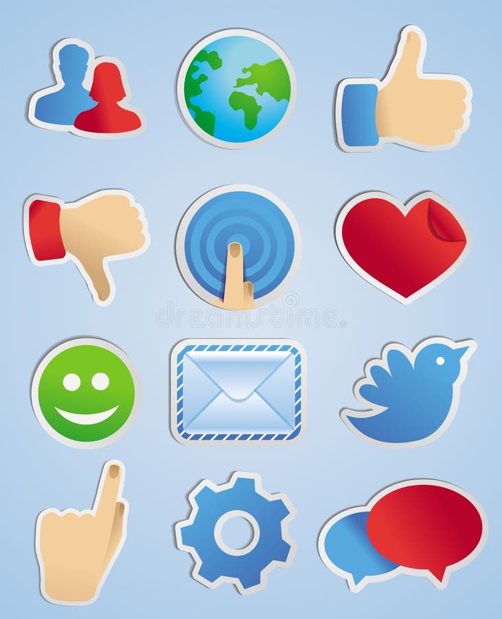 Vector Stickers with Social Media Icons Stock Vector - Illustration of ...