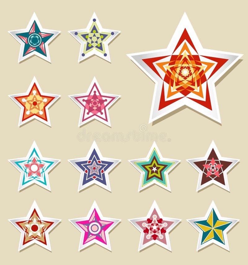 Vector Stickers Star Vintage Stock Vector - Illustration of stickers ...