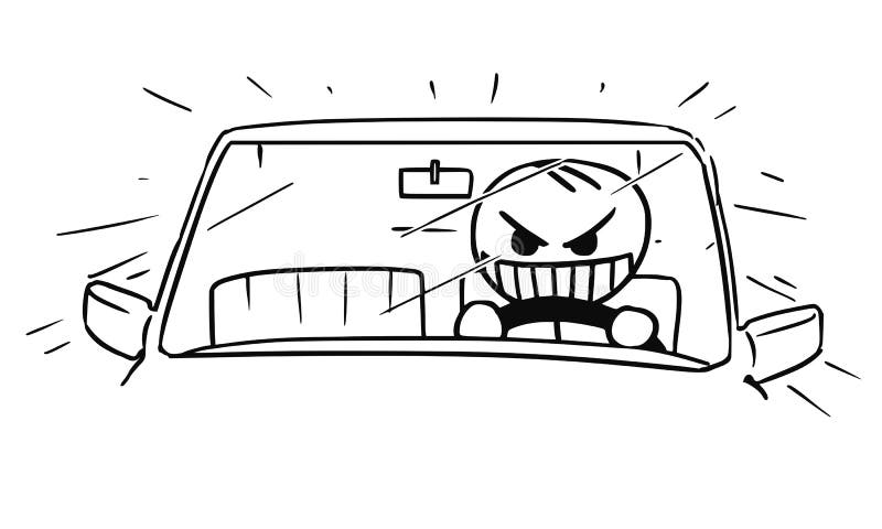 Vector Stickman Cartoon of Mad Car Driver Stock Vector - Illustration ...