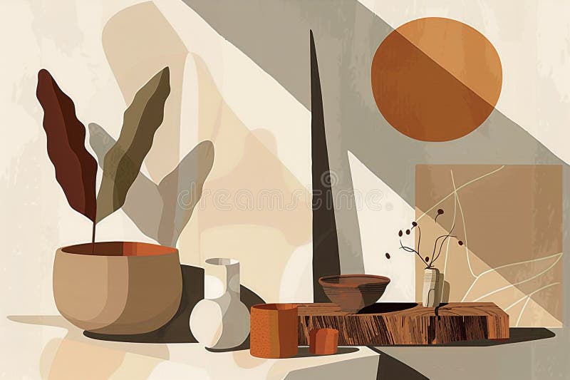 A Vector Still Life Featuring Minimalist Modernist Objects Alongside ...