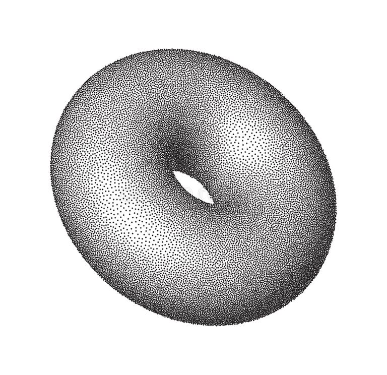 Vector Stippled 3D Torus Abstract Dotted Design Element Stock Vector ...