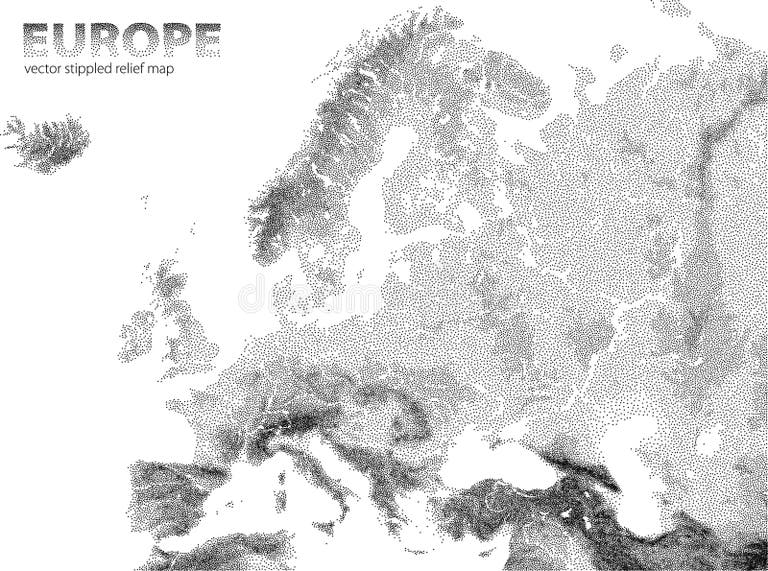 Vector Stippled Europe Relief Map Stock Vector - Illustration of earth ...