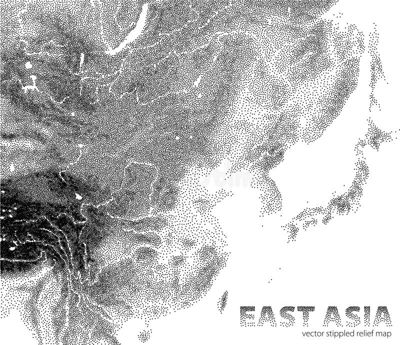 Vector Stippled Relief Map of East Asia Stock Vector - Illustration of ...
