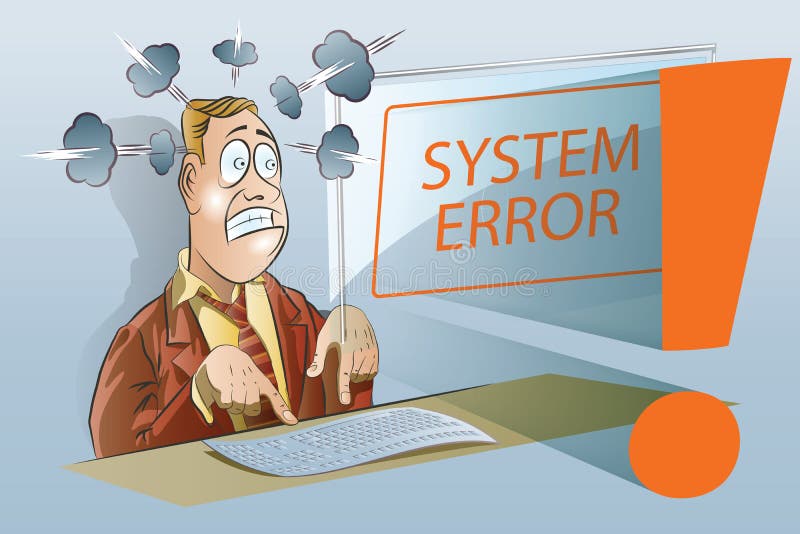 Vector Stock Illustration. Funny Businessman Working at a Computer ...