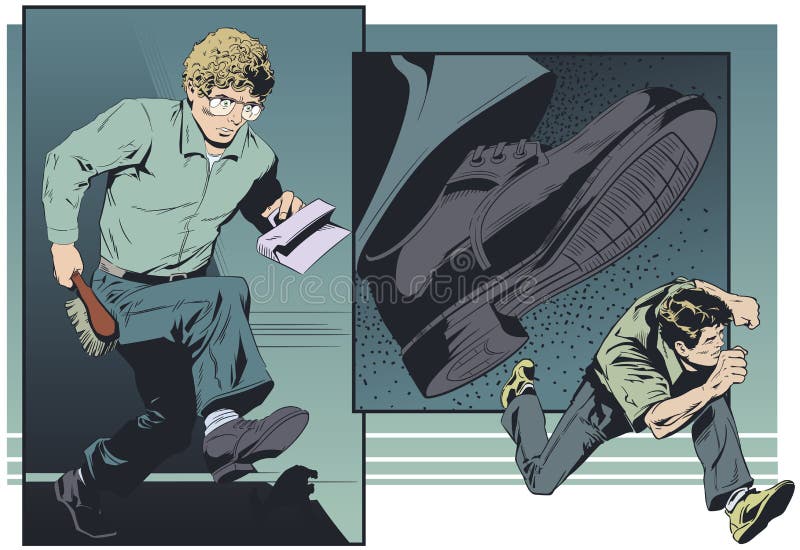 Human stepping on fear man stock vector. Illustration of halftone ...