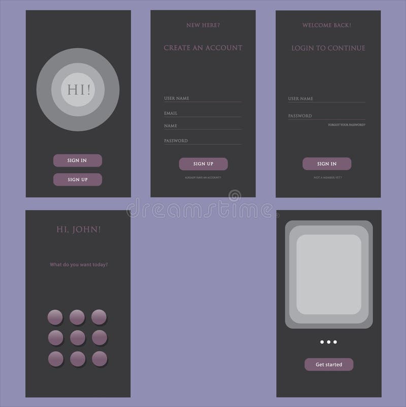 Vector Stock Layout Mobile App GUI Design Stock Vector - Illustration ...