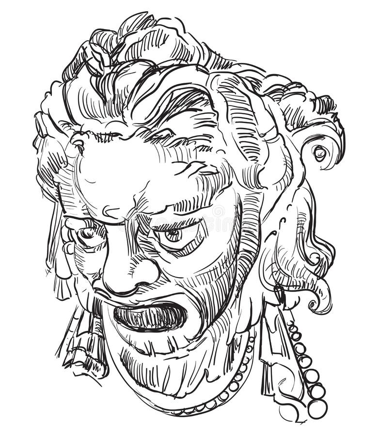 Vector stone face stock vector. Illustration of decoration - 140642323