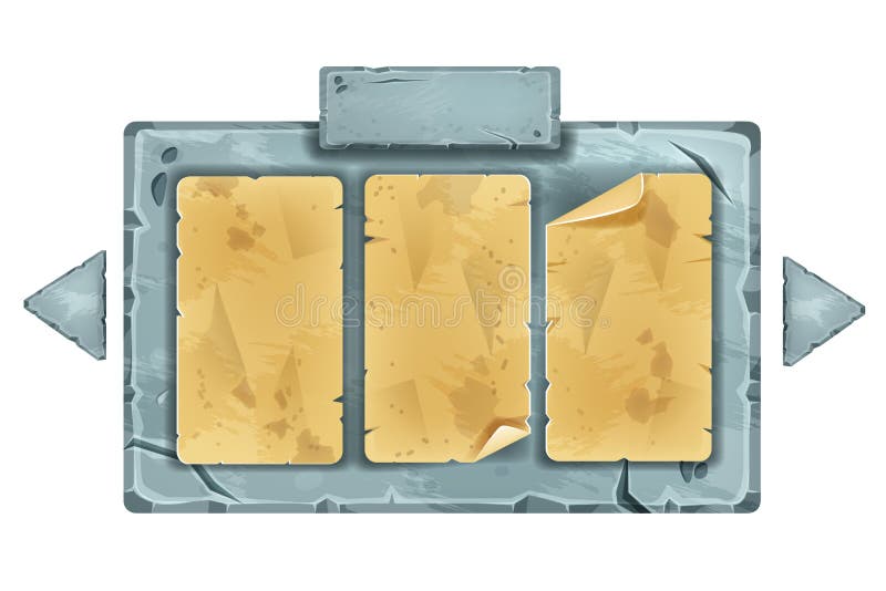 Vector Stone Sign Board, Game Ui Element, Cartoon Rock Tablet, Arrow ...