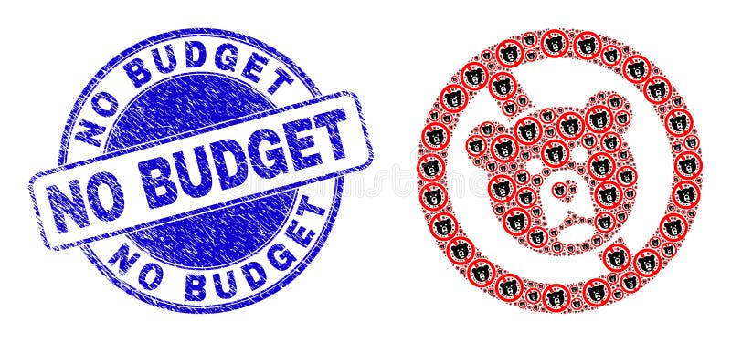 Scratched No Budget Stamp and Stop Bear Fractal Mosaic of Self Items ...