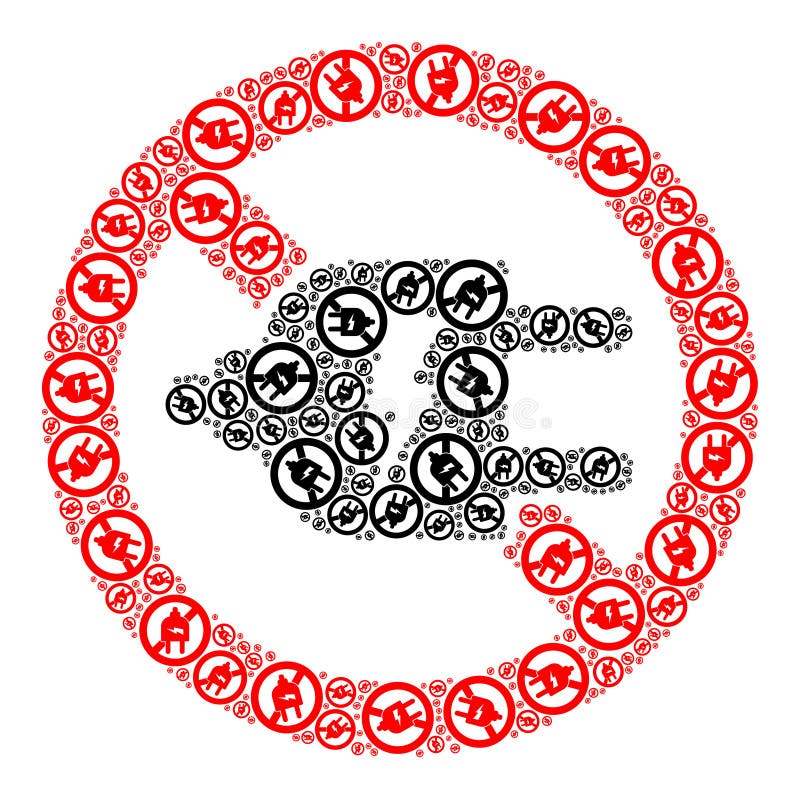 Stop Electricity Recursive Icon Mosaic Of Self Icons Stock Vector