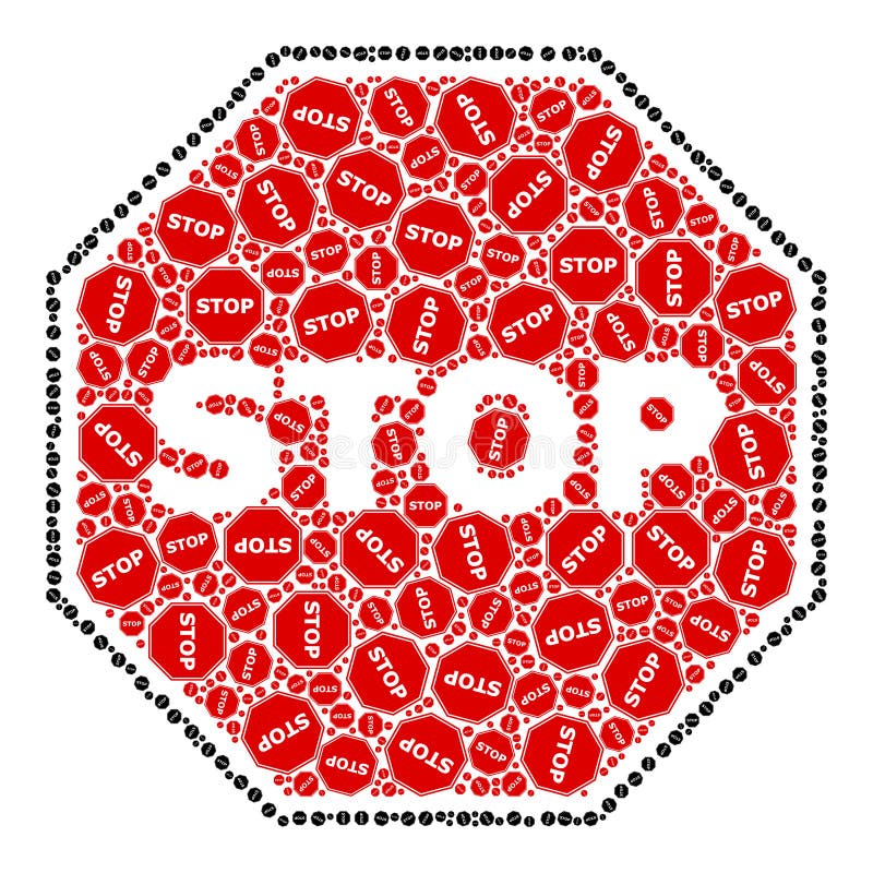Stop Octagon Sign Recursive Icon Mosaic Of Self Icons Stock Vector