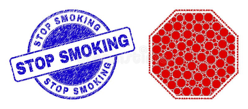 Textured Stop Smoking Stamp And Stop Octagon Template Recursion Mosaic