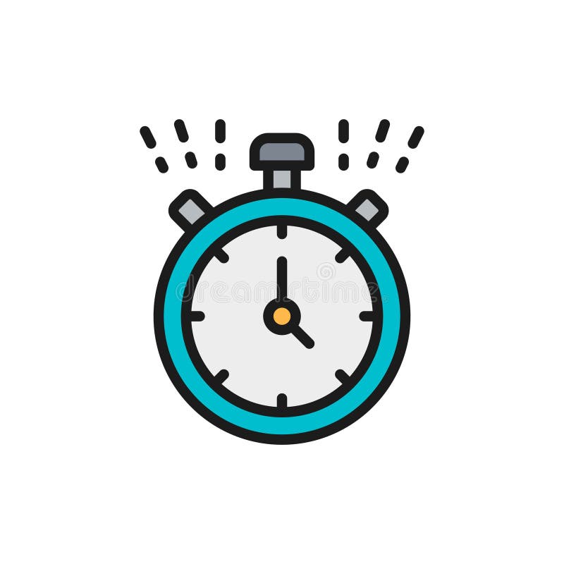 Vector Stopwatch Timer Clock Watch Flat Color Line Icon Stock