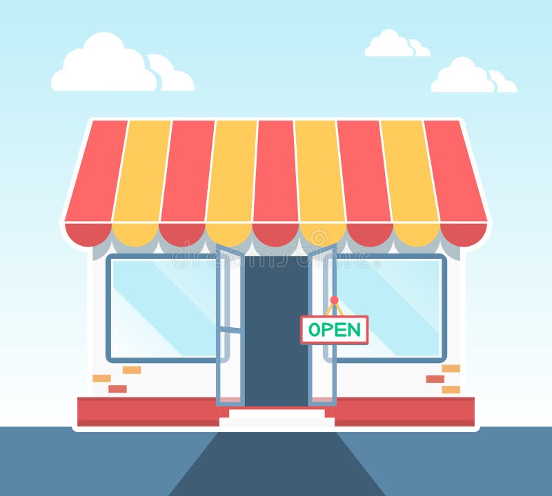 Vector Store Front or Shop with Window Stock Vector - Illustration of ...